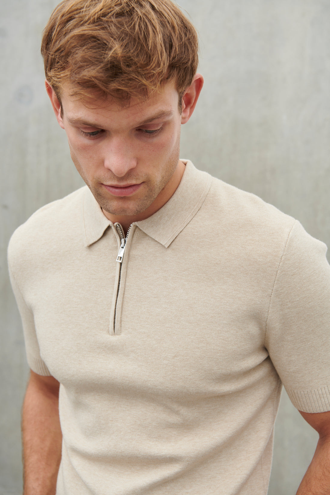 Jaxon Zip Polo - Oatmeal – Nobl